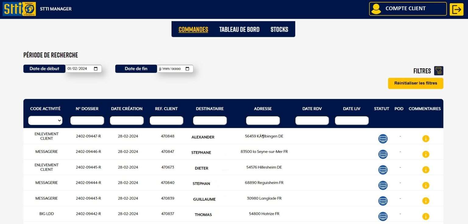 Gestion de l’information – STTI – Transport